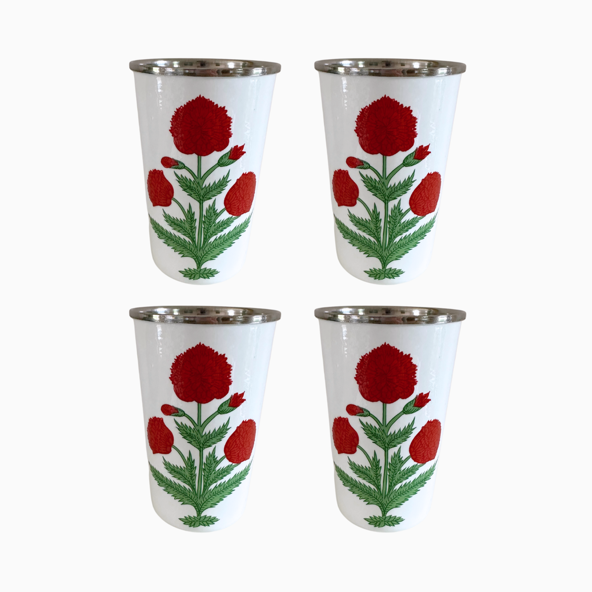 Red Poppy Tall Enamelware Tumbler - Set of 4 — Gatopard