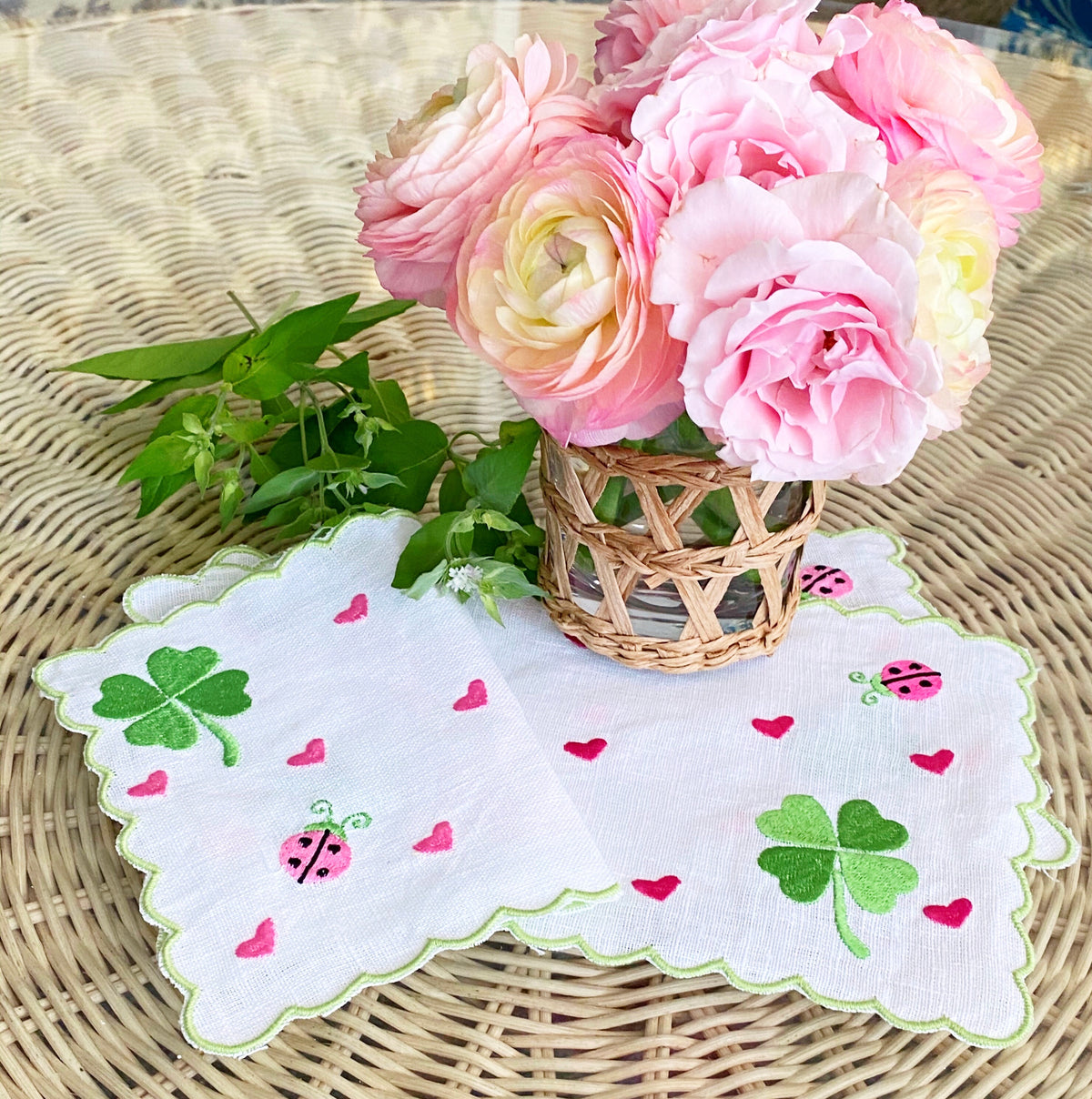 Green and Pink Lucky Charm Cocktail Napkins — Gatopard