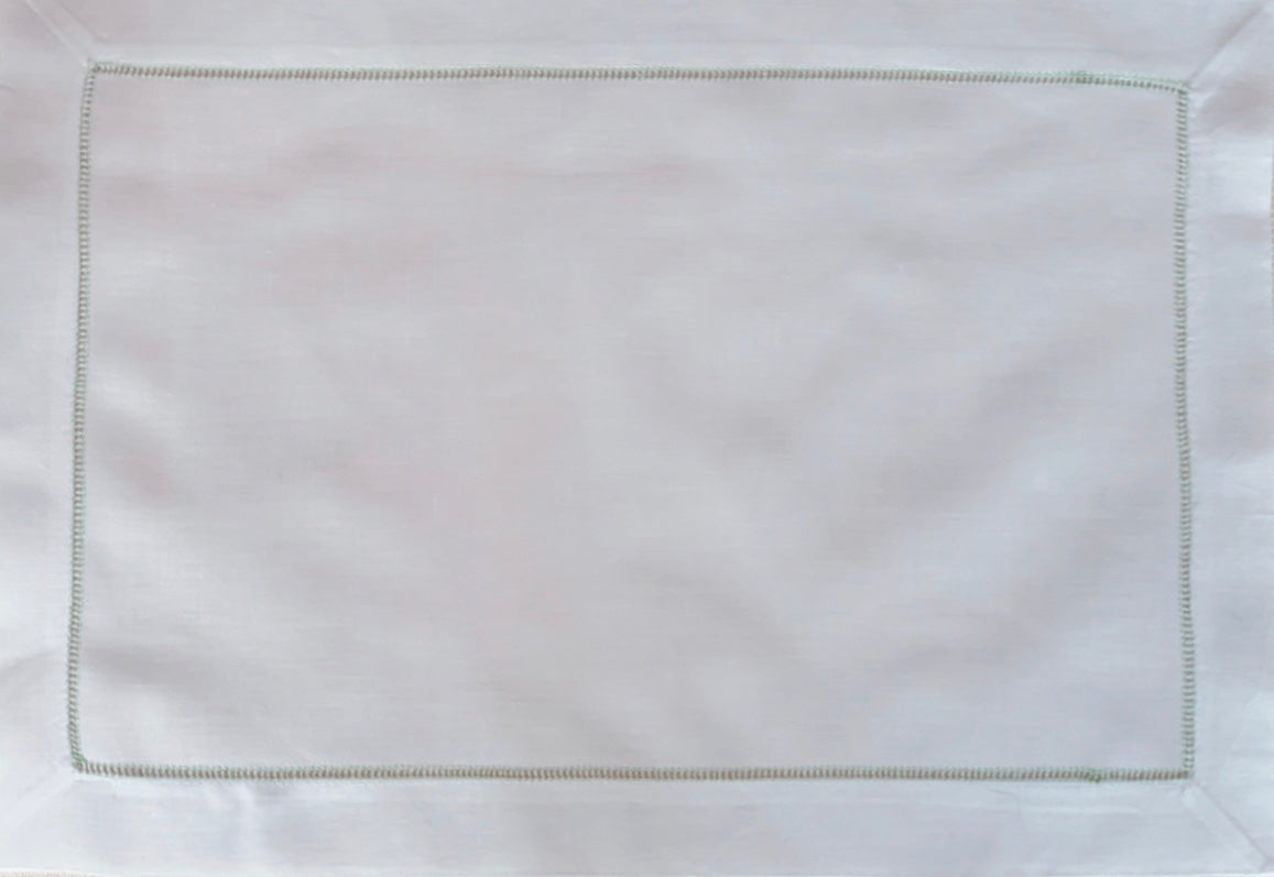 White and Green Hemstitch Placemat — Gatopard